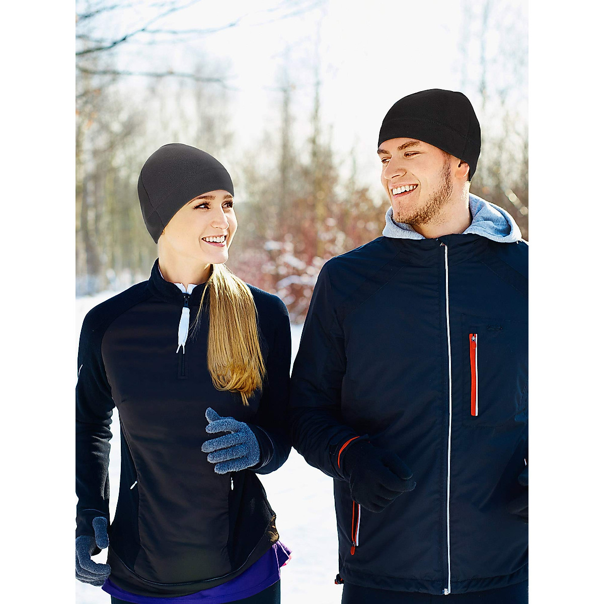 3 Pieces Winter Warm Skull Cap Soft Polar Fleece Beanie Hat Thick Windproof Watch Cap Skiing Outdoor Cap for Men Women (Royal Blue, Black, Gray, Plus Size)