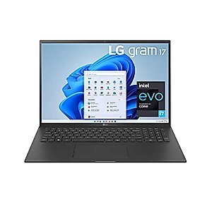 LG Gram 17Z95P Laptop 17" Ultra-Lightweight, IPS, (2560 x 1600), Intel Evo 11th gen CORE i7 , 16GB RAM, 1TB SSD, Windows 11 Home, 80Wh Battery, Alexa Built-in, 2X USB-C, HDMI, USB-A – Black