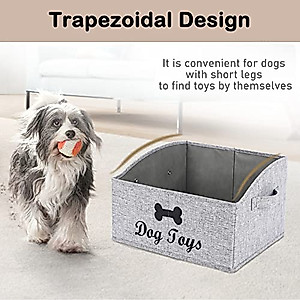 Brabtod Dog Toys Storage Bin,Pet Toy Box,Trapezoid Fabric Storage Bin, Dog Toy Organizer,Dog Toys Storage Basket,Collapsible Storage Bin for Dog Toys,Blanket,Clothes-Snowflake gray
