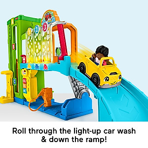 Fisher-Price Little People Toddler Toy Light-Up Learning Garage Playset with Smart Stages, Car & Ramp for Pretend Play Kids Ages 1+ Years