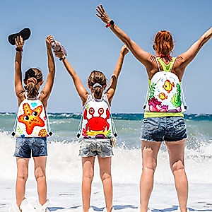 24 Pcs Sea Animal Drawstring Bags Backpack Sea Life Party Gift Ocean Party Favor Bags Goodie Bag Under the Sea Party Favor Bags for Kids Girls Birthday Party Celebration Decorations