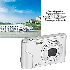 Pocket Camera, Portable Digital Camera Eye Protection Screen Prevents Shaking Stylish 48MP US Plug 16X Zoom 100-240V for Photography (Silver)