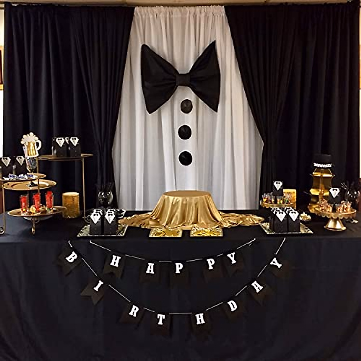 MoKoHouse 10ft x 8ft Black Backdrop for Parties Black Backdrop Drape for Birthday Wedding 2 Panels 5ft x 8ft