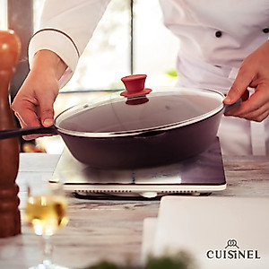 Cast Iron Skillet - 12"-Inch Frying Pan with Assist Handle and Pour Spots + Silicone Grip Cover + Glass Lid with Steam Vent Hole - 12"-Inch/30.48-cm - Compatible with Lodge Cast Iron Skillet Pan