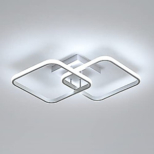 DELIPOP Ceiling Light Fixture, 23 Inch Sqaure Modern LED Ceiling Light, 42W Cold White 6500K Flush Mount Ceiling Light for Hallway Living Room Dinning Room Kitchen and Bedroom Acrylic Ceiling Lamps