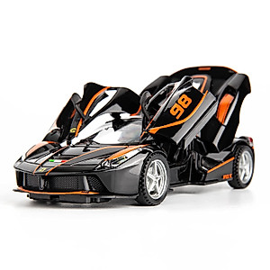 BDTCTK Compatible for 1:32 Ferrari FXX K Model Car, Zinc Alloy Pull Back Toy Car with Sound and Light for Kids Boy Girl Black