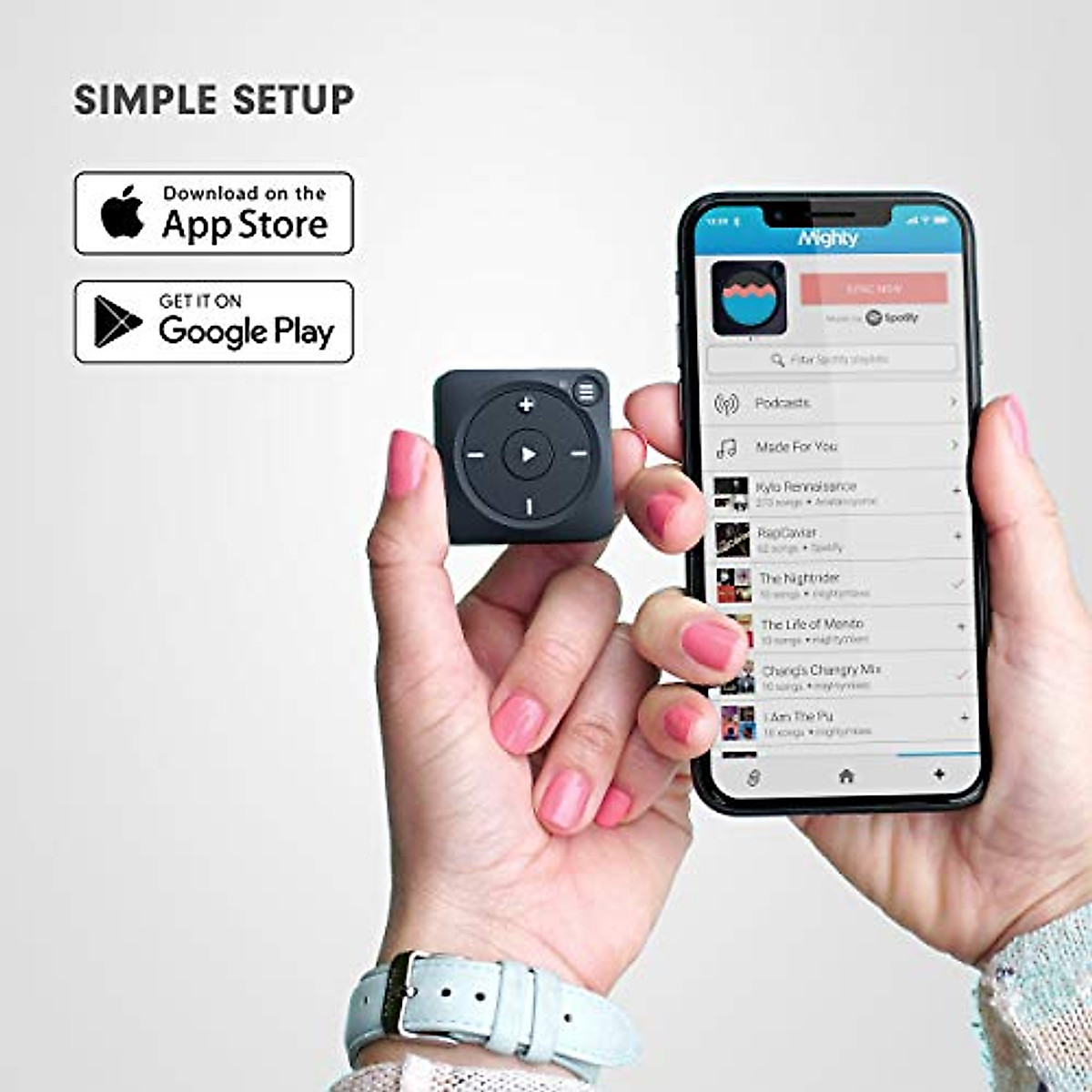 Mighty Vibe Spotify and Amazon Music Player - Bluetooth & Wired Headphones - 1,000+ Song Storage - No Phone Needed - Black