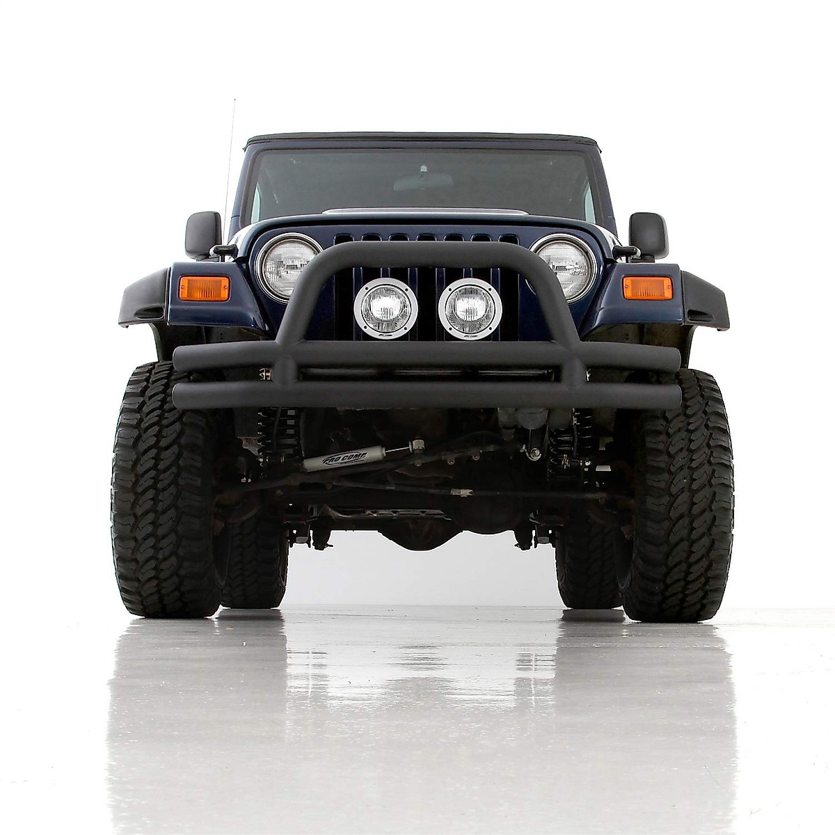 Smittybilt 3 Front Double Tube Bumper with Hoop (Black) - JB48-FT"
