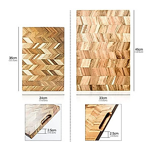 BILL.F Wooden Chopping Board, 14x9 inch Acacia Wood Cutting Board for Kitchen Chopping Butcher Block Cutting Board with End Grain