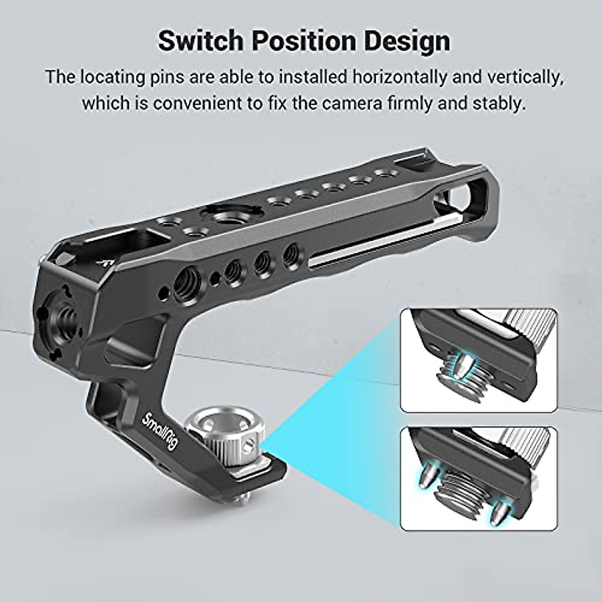 SmallRig Ergonomic Handle with Locating Holes for ARRI, Anti-Off Designed Cold Shoe Adapter - 2165