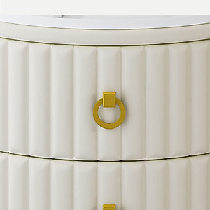 Mobile Side Table Small Side Table with 2 Drawers, Bedside Furniture, Night Stand, End Table with Gold Frame for Bedroom,Living Room, Round Coffee Table Cocktail Table Sofa End Table ( Color : Gold )