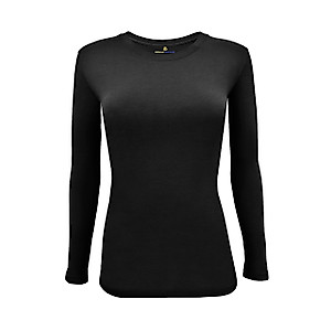 Natural Uniforms Women's Long Sleeve Tee Shirt Underscrub-2-Pack (Small, 2 Pack Black)