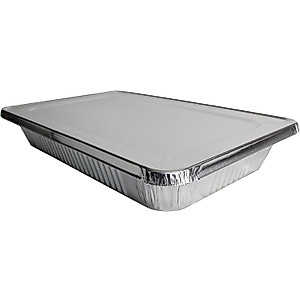 EHOMEA2Z Large Aluminum Pans With Lids Disposable Full Heavy Duty Roasting, Broiling, Baking, Catering Pans 21x13x3 (15, Full-Size w/Lids)