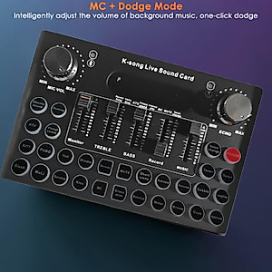 Audio Mixer, Mini Sound Dj Mixer Board,Universal Voice Changer External Live Sound Card with 18 Sound Effects for Karaoke Singing for Phone Laptop Computer，Gaming Live Streaming