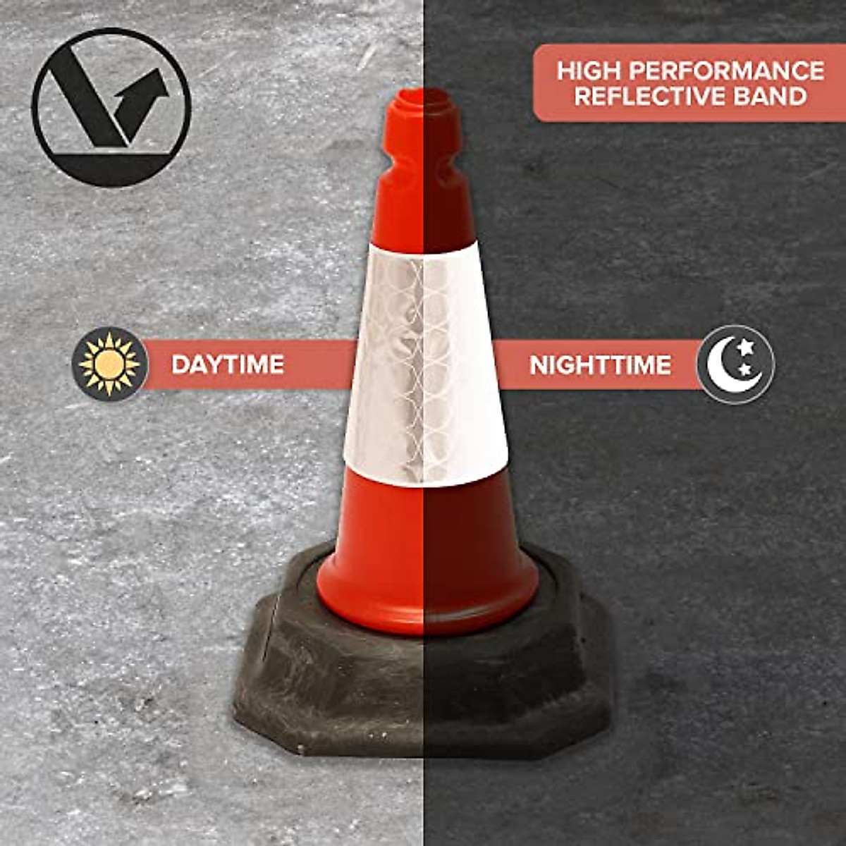 Street Solutions 6 Pack Traffic Safety Cones 18'' inches with Reflective Collars, Unbreakable PVC Orange Construction Cone for Traffic Control, Driveway Road Parking (Orange)