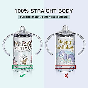 AGH Sublimation Sippy Cup Blank with Handles, 6 Pack 12 oz Straight Sublimation Tumblers Stainless Steel Insulated Skinny Tumblers with Splash-proof Lid, Shatterproof Water Tumbler