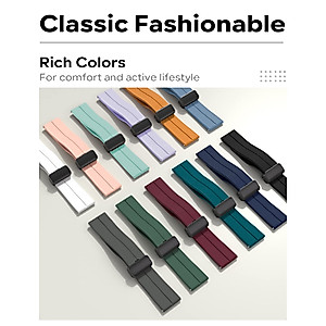 LYSMVIVI Magnetic Watch Band 16mm 18mm 19mm 20mm 22mm - Quick Release - Skin-Friendly Soft Silicone Sport Watch Band for Men Women, Magnetic Folding Clasp Silicone Strap