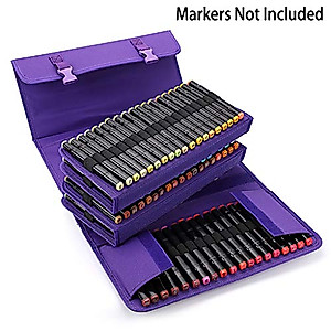 BTSKY New 171 Slots Marker Case Lipstick Organizer-Canvas Markers Holder for Markers and Sketch Markers Purple