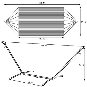 Vnewone Hammock with Stand 2 Person Heavy Duty Portable Hammock Stand with 9 FT Space Saving Steel Stand Portable Carrying Case Weather-Resistant Finish for Outdoor or Indoor Patio Backyard Garden