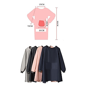 NAN Wind Solid Color Kitchen Apron with Pockets,Unisex Long Sleeves Waterproof Apron for Cooking Baking Cleaning Work,Black Chef Aprons Kitchen Cooking Apron BBQ Grill Gift for Dad Men Women