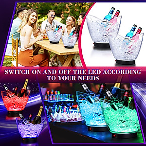 LED Ice Buckets 5L Clear Plastic Ice Bucket Large Capacity Light Ice Bucket RGB Colorful LED Cooler Bucket Champagne Wine Ice Beer Buckets with Lights for Party Home Bar Club (6 Pcs)
