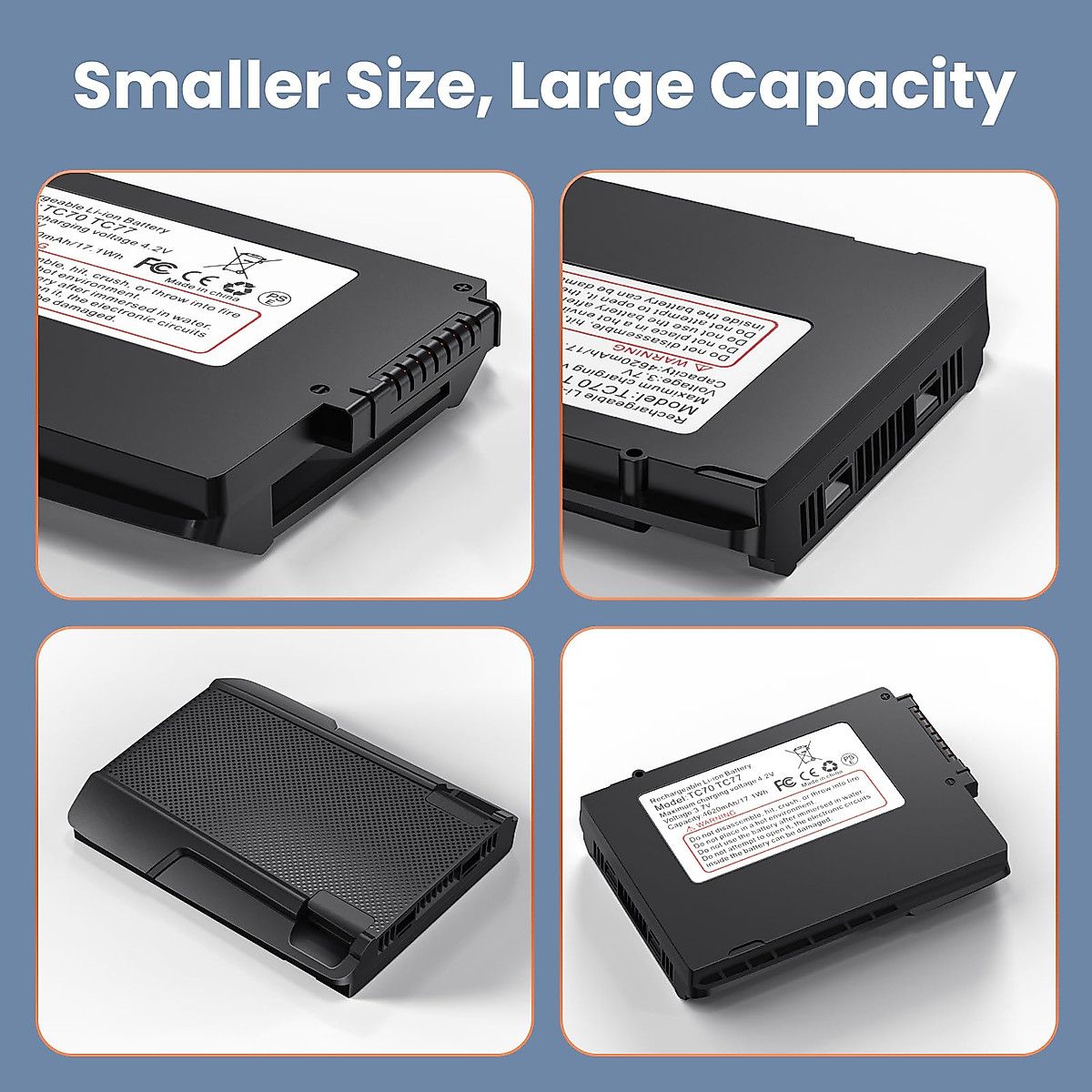 4620mAh TC77 Battery Replacement for Zebra Symbol Motorola TC70 TC72 TC75 TC77 TC700h TC700k TC720l TC75x TC75EK TC75AH TC75GK TC700H TC700K TC77HL BT-000318 Wireless Barcode Scanner (1PCS)