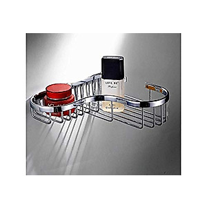 SANLIV Shower Caddy Basket,Corner Shower Shelf Soap Holder,Brass Wire Basket for Inside Shower Wall Storage Bathroom Organizer in Polished Chrome