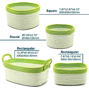 Acrola 4-Pack 100% Cotton Rope Woven Decorative Storage Baskets (Green) ST04002