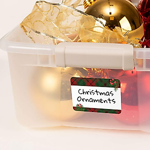 Avery Pine & Red Berry Plaid Name Tags, Christmas Gift Tags, No Lift, No Curl, Handwrite Only, 36 Name Tags