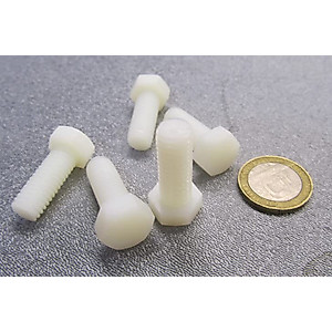 Natural Nylon Hex Head Bolts FT 3/8"-16 Thread x 1.00" Long 50 pcs