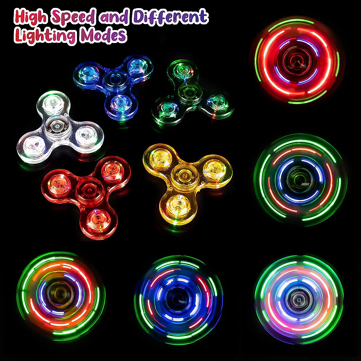 FIGROL LED Light Up Crystal Fidget Spinner for Children｜Easter Gifts Easter Basket Stuffers Party Favors｜Glow in The Dark Party Supplies｜Classroom Prizes Return Gifts