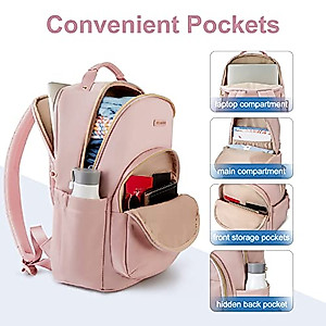 LIGHT FLIGHT Laptop Backpack for Women Computer Bag 15.6 Casual Notebook Back packs for Work Travel Business Trip College, Practical Gift for Women and Family Pink