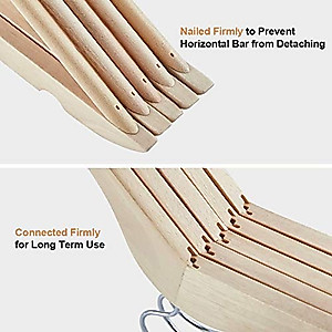 ELONG HOME Solid Wooden Hangers 20 Pack, Wood Coat Hangers with Extra Smooth Finish, Precisely Cut Notches and Chrome Swivel Hook, Wooden Clothes Hangers for Shirt Suit Jacket Dress