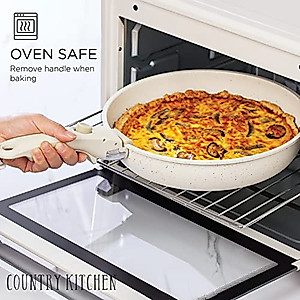 Country Kitchen 13 Piece Pots and Pans Set - Safe Nonstick Kitchen Cookware with Removable Handle, RV Cookware Set, Oven Safe (Cream)