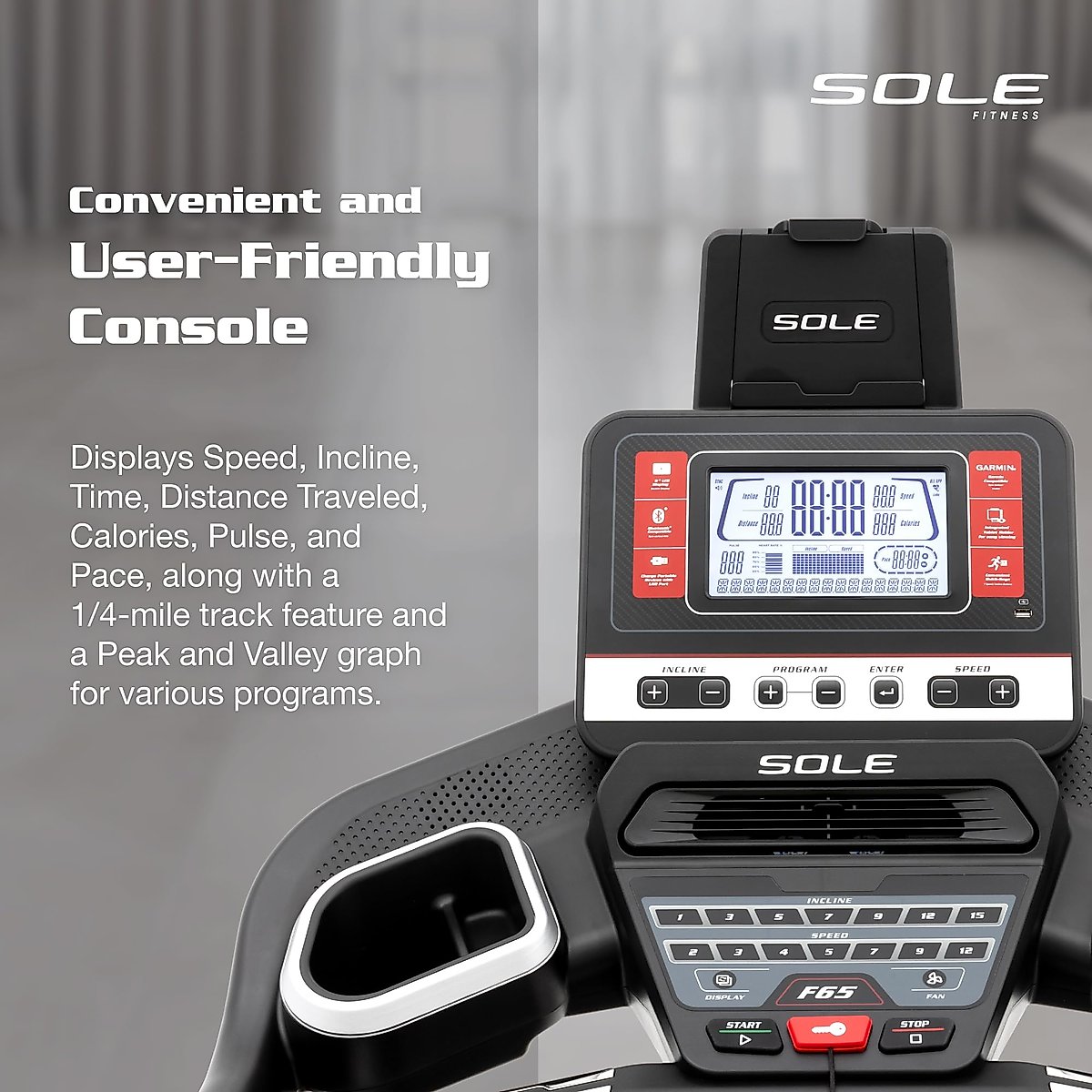 New 2023 Treadmill, Sole Treadmill F65, Foldable Treadmills for Home Use, Bluetooth, Wide Speed Range, Large Running Surface, Treadmill Foldable, Treadmills for Home with Incline, (Sole F65)