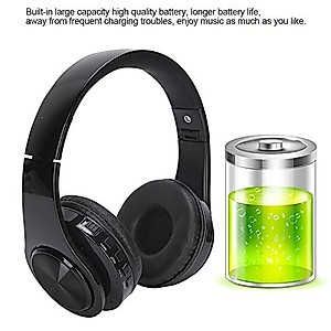 Bluetooth Headphones, Over Ear Wireless Bluetooth 5.0 Foldable Hi-Fi Stereo Bass Headphones with Microphone Gaming Headsets for Cell Phones, TV, PC and Traveling.(Black)