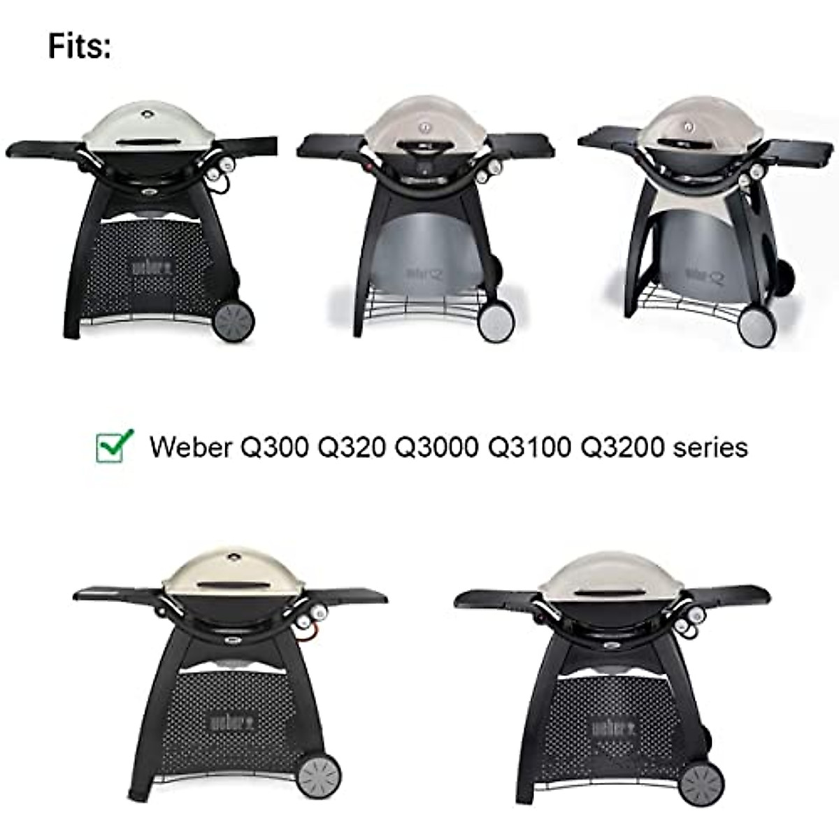 QuliMetal 6506 Cast Iron Griddle and 7112 Grill Cover for Weber Q300, Q320, Q3000 Series Gas Grills Accessories