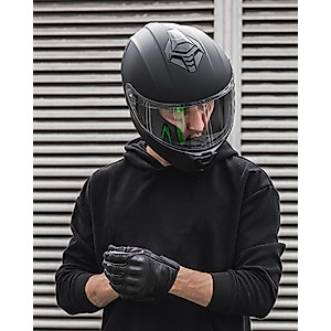 Auboa Motorcycle Helmets for Adult Men Women, Full Face Lightweight Street Bike Racing DOT Helmet with Extra Clear Visor Model AU-T801 Matte Black, 2X-Large