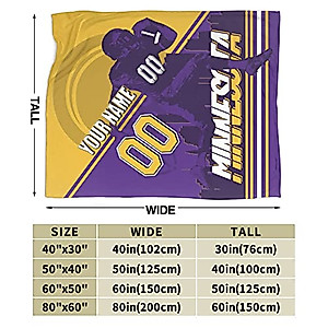 Yieking Custom Blanket for Bed Add Name and Number Gifts for Men Football City Winter Throw Blankets, 40" x 50", 50" x 60", 60" x 80"