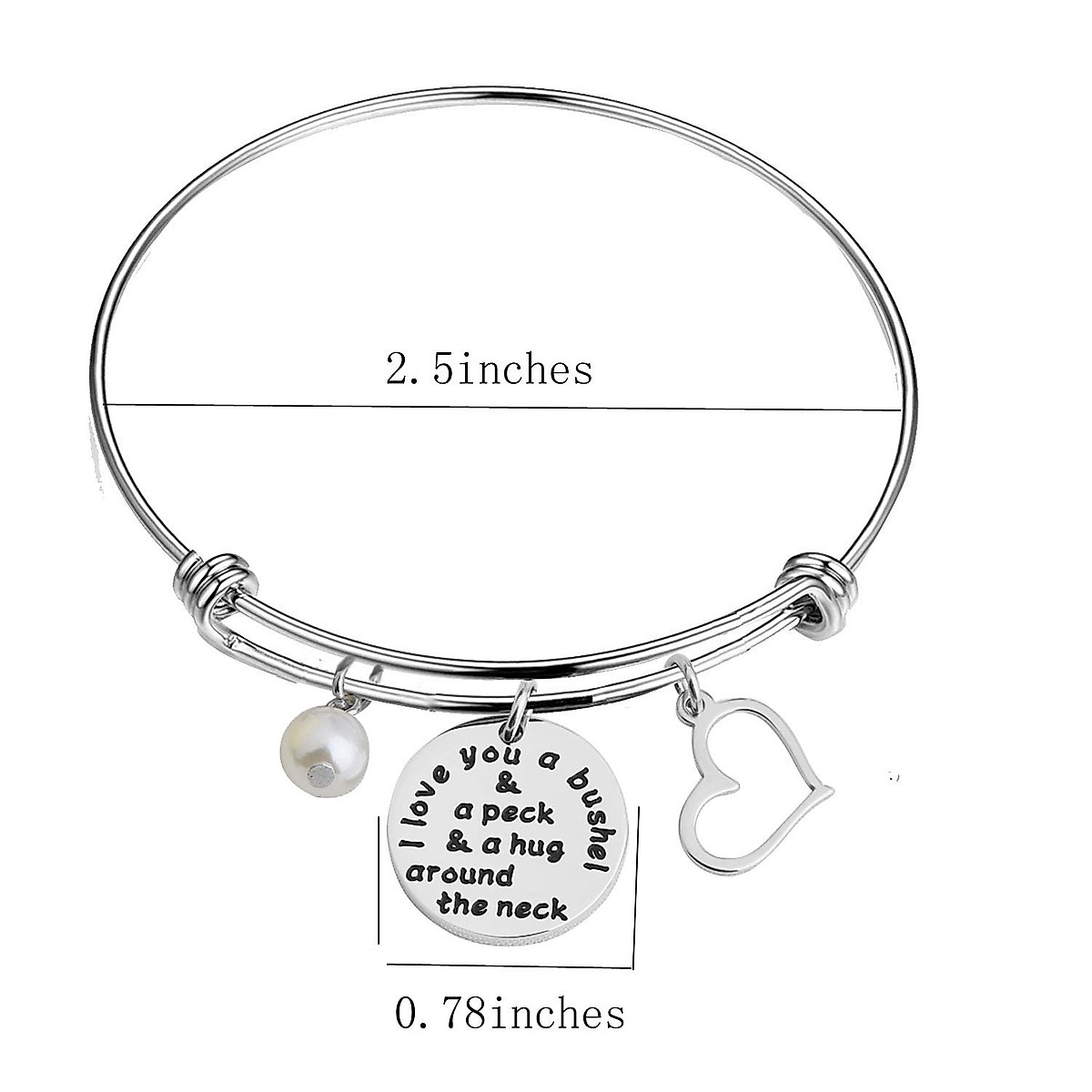I Love You a Bushel and a Peck Mom Bracelet Grandmother Bracelet Mother's Day Jewelry (Bracelet S)
