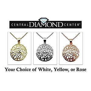 Central Diamond Center Shema Full Prayer Pendant Necklace, Solid .925 Sterling Silver & Platinum Plated