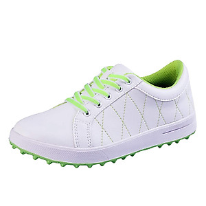 PGM Women's Golf Shoes, Lightweight Waterproof Spikeless Golf Shoes for Ladies White