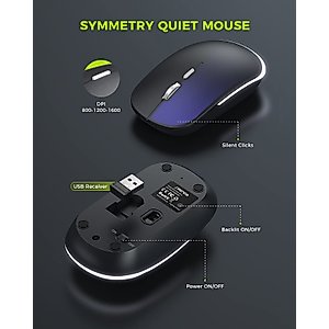seenda Wireless Backlit Keyboard and Mouse Combo, 2.4G USB Silent Keyboard and Mouse Rechargeable Full-Size Ultra Slim Keyboard & Mouse Set for Windows PC Computer, Laptop, Desktop