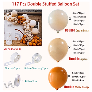 Burnt Orange Balloons Garland Arch Kit - Double Stuffed Matte Orange Cream Peach Apricot Terracotta Latex Balloon Different Sizes 18 12 10 5In Fall Ballon for Baby Shower Gender Reveal Party Holiday