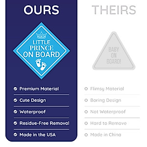 Super Cute, Elegant 4.5in Prince on Board Sticker 1pk. Bright Blue Diamond Newborn Caution Car Bumper Decals. Premium Vinyl Baby Safety Warning Label for Vehicles, Trucks, Automobiles, Cars, Vans