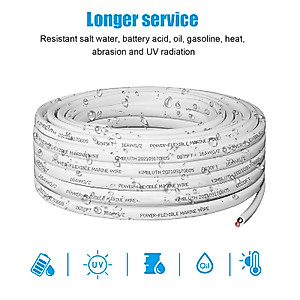 Kimbluth 16 Gauge Duplex Marine Wire Tinned Copper Boat Cable, 100ft 16 AWG Standard USA OFC Oxygen Free Copper Wire for Automotive Boat Speakers Solar Outdoors