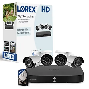 Lorex HD Security Camera System w/ 1TB DVR – 8 Channel Home Security System w/ 4 Analog Bullet Cameras – Smart Motion Detection, Long Range IR Night Vision, Weatherproof Surveillance