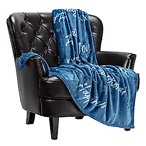 Chanasya Friends Forever Gift Throw Blanket - Super Soft Plush Fleece Laugh Hug Smile Joy Comfort Love Memories Best Friend Forever Gift Throw- for Women Men (50x65 Inches) - Blue Blanket