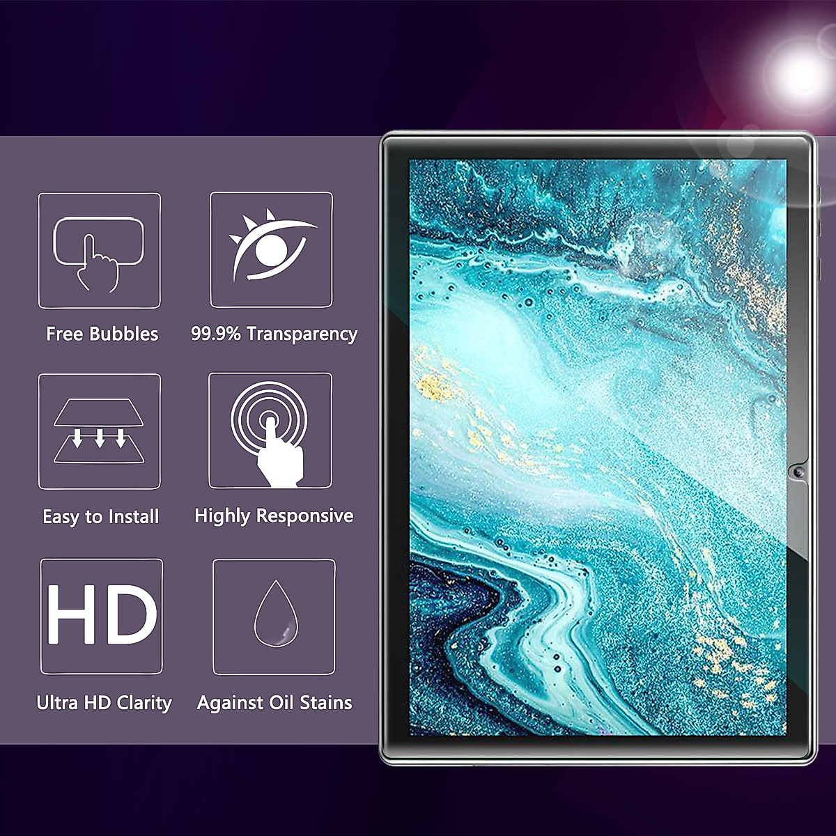 Orzero (2 Pack) Tempered Glass Screen Protector Compatible for VANKYO MatrixPad S30 10.1 inch Protector De Pantalla 2.5D Arc Edges 9 Hardness HD Anti-Scratch Full-Coverage