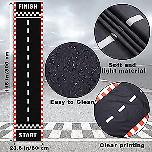 Racing Car Long Racetrack Floor Running Mat Drag Race Car Road Racing Track Decorations for Runway Party Supplies Race Car Birthday Games Decorations Sport Event Festivals (10 Feet)